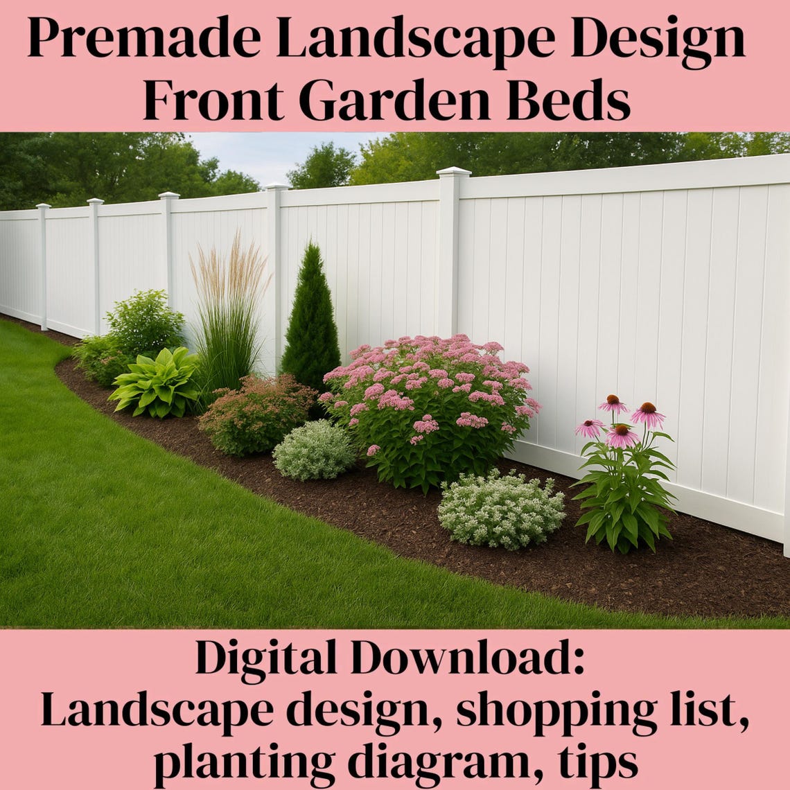 Premade Fence Landscape Design, Fence Landscape, Landscape Template ...