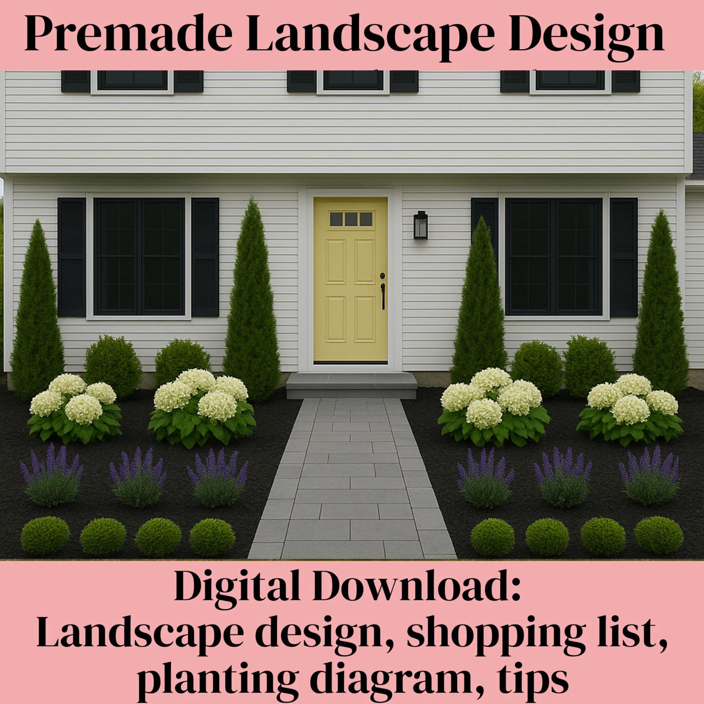 Premade Landscape Design, Front Landscape, Zone 5-9, Curb Appeal ...
