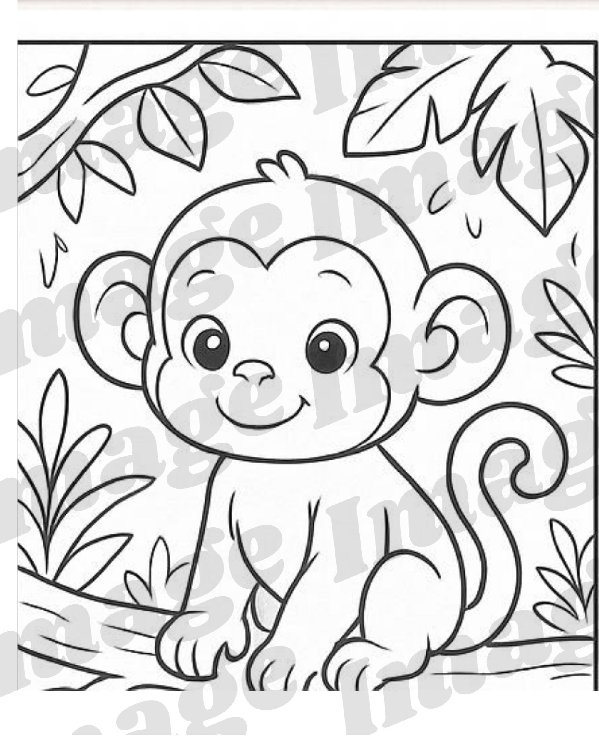 Baby Safari Animal Coloring Pages, Baby Shower Coloring Pages, Kids ...