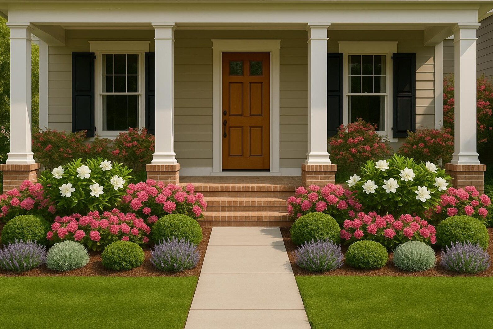 Ready to Use DIY Landscape Design, Front Landscape, Southern Landscape ...