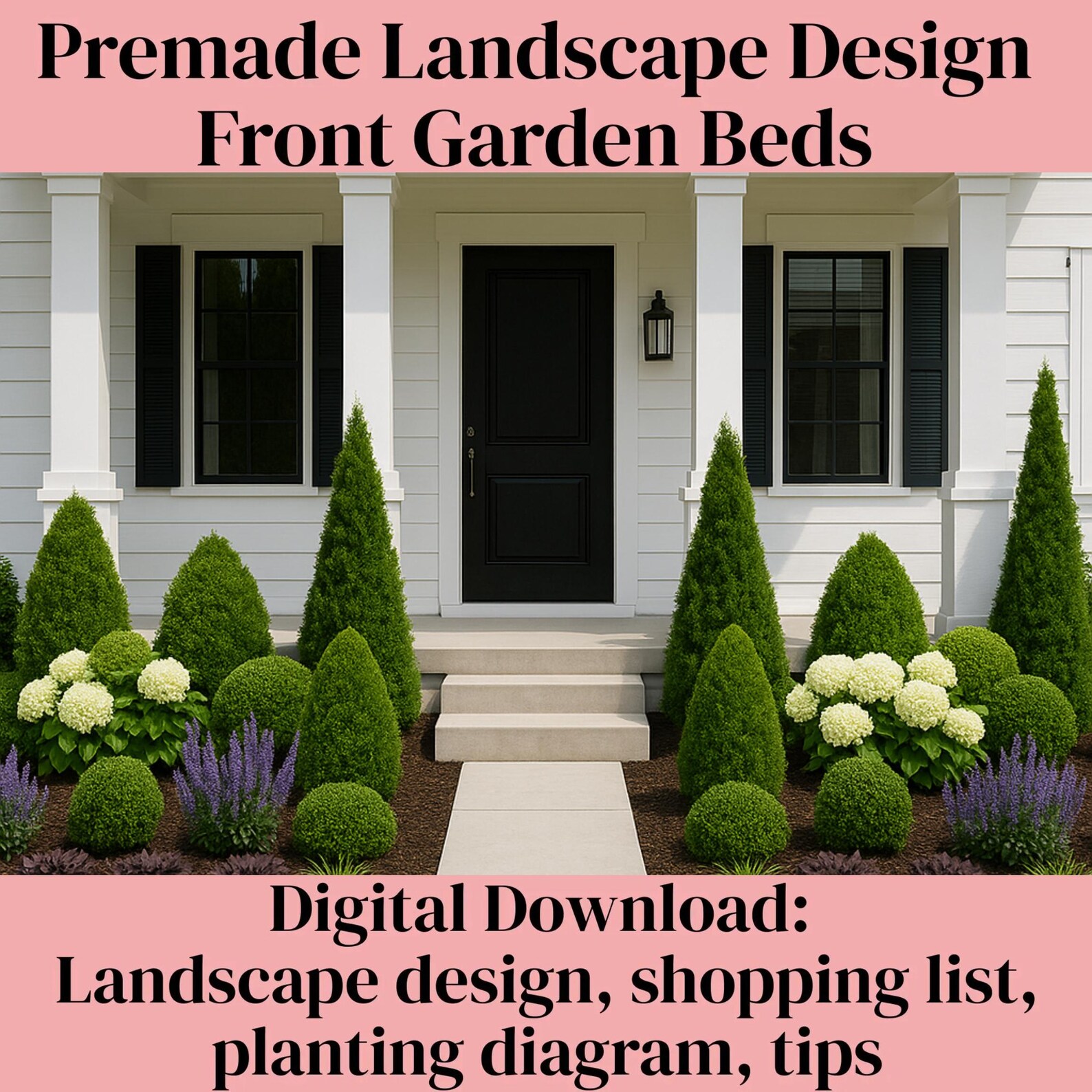 Ready to Use Premade Landscape Design, Front Landscape, Zone 5-9, Curb ...