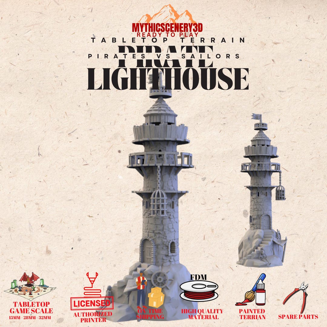 Pirate Lighthouse - Tabletop Terrain - Pirates Vs Sailors: Nightmare at ...