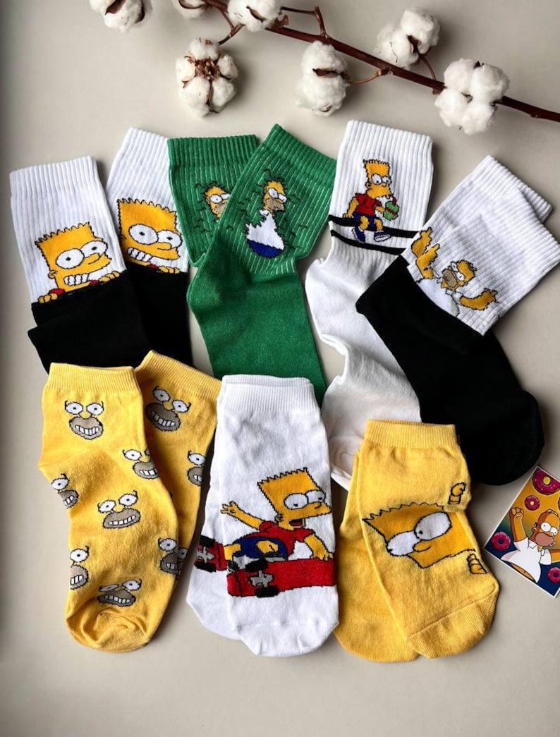 Simpsons Socks Gift Set: 7 Pairs Cartoon Crew Socks - Etsy