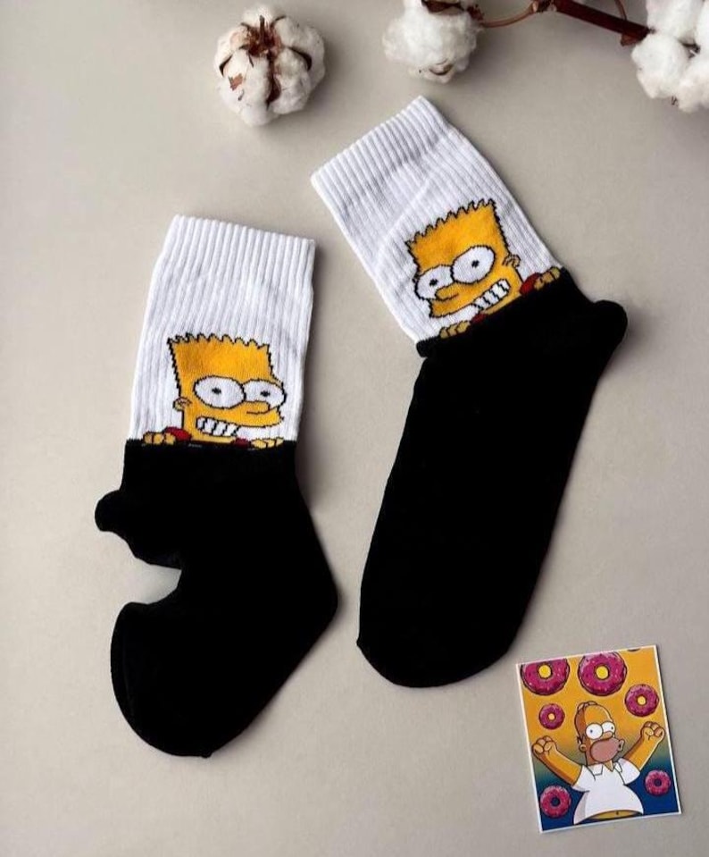 The Simpsons Socks Set: Bart & Homer Funny Cotton Socks - Etsy