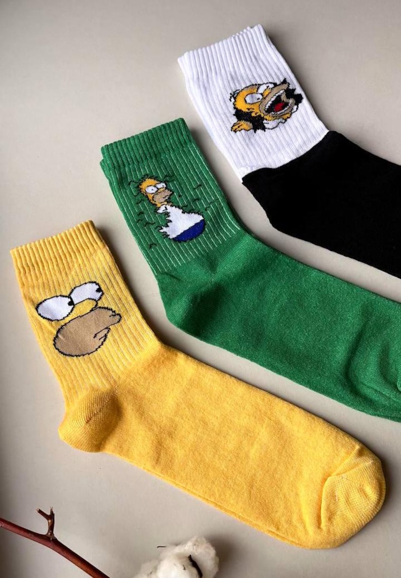 Funny Homer Socks Set – 3 Pairs | Cartoon Meme Socks | Sizes 35-40, 40 ...