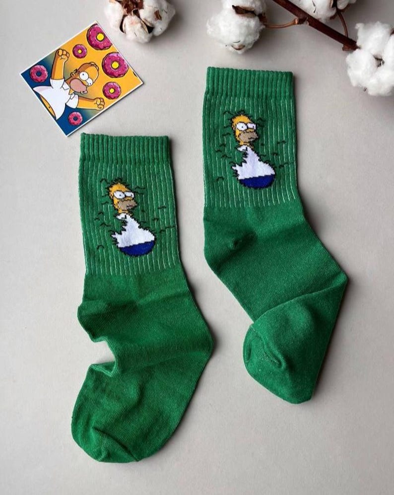 The Simpsons Socks Set: Bart & Homer, Funny High Socks - Etsy