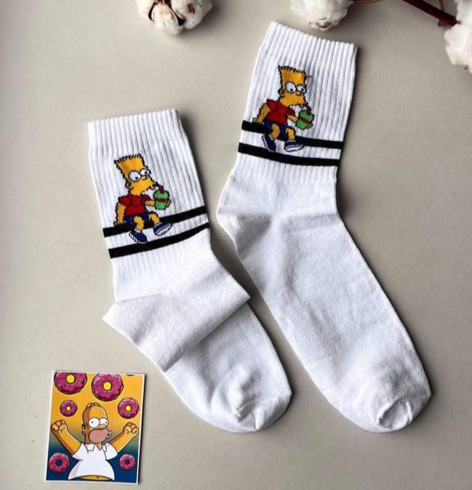The Simpsons Socks Set: Bart & Homer, Funny High Socks - Etsy