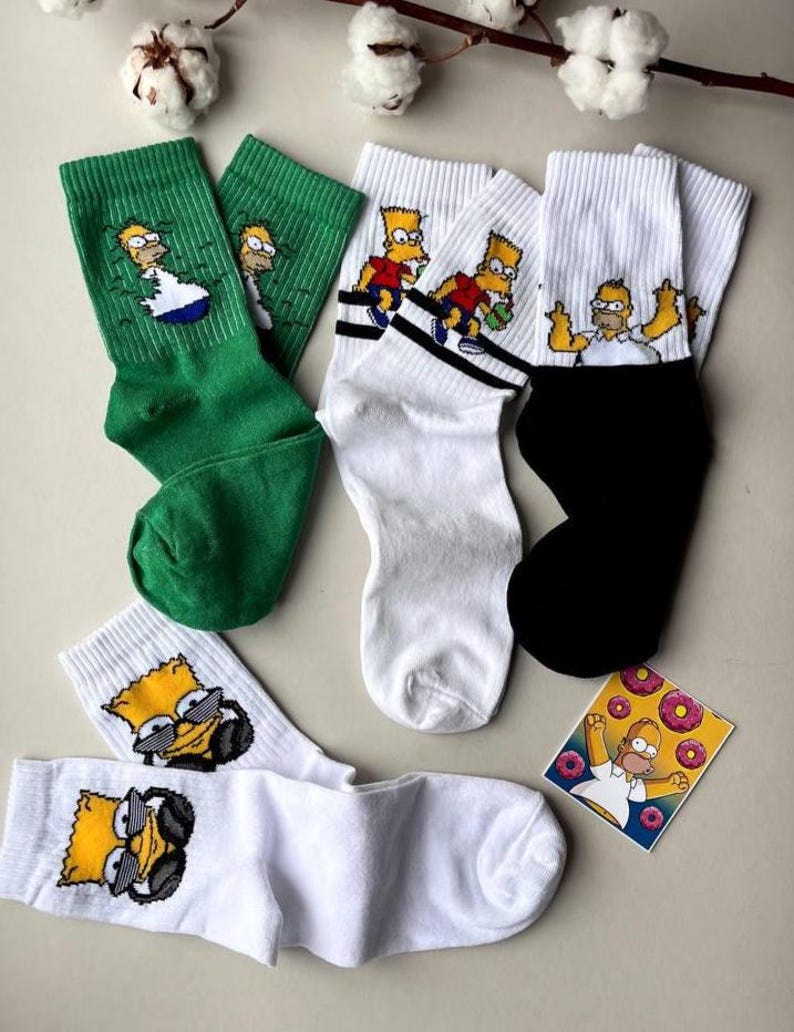 The Simpsons Socks Set: Bart & Homer, Funny High Socks - Etsy