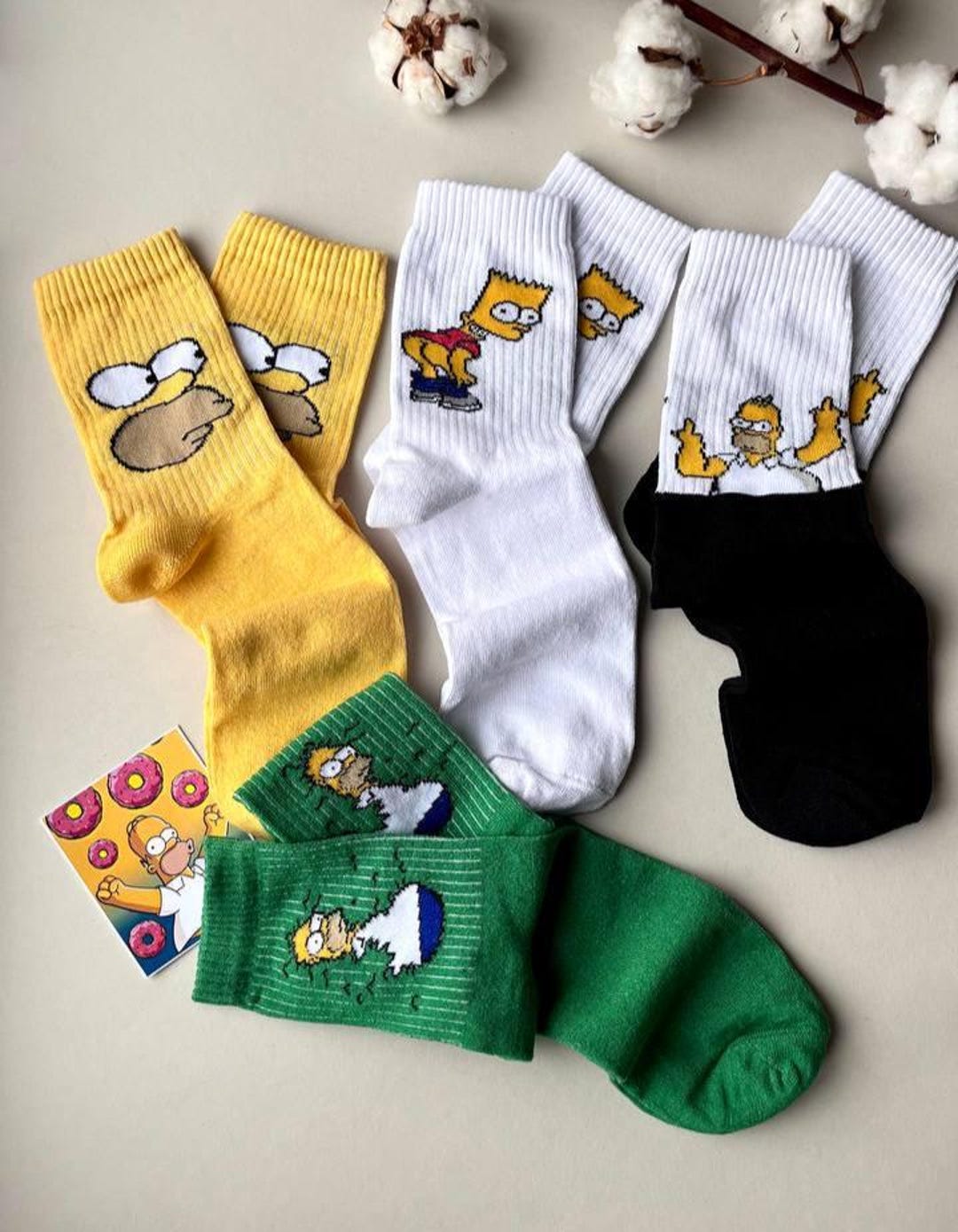 Simpsons Socks Gift Set – 4 Pairs of Fun Cartoon Socks – Custom Gift ...