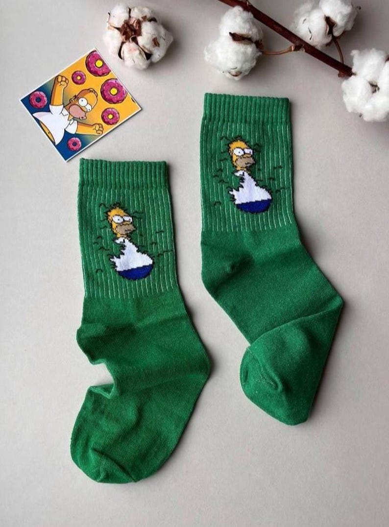 The Simpsons Socks Set: Bart & Homer Funny Cotton Socks - Etsy