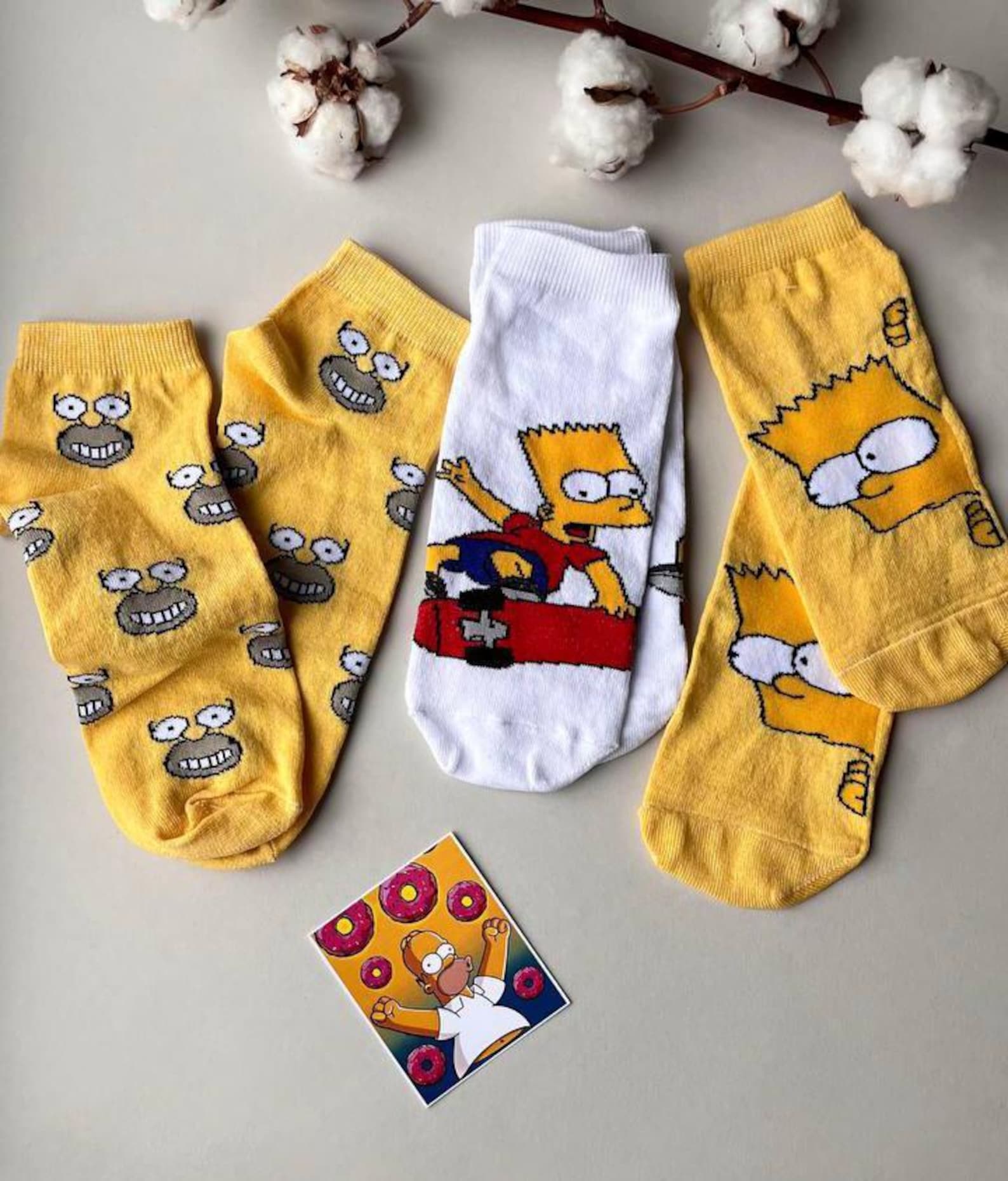 The Simpsons Socks Set: Bart & Homer Funny Men's Socks - Size 7-11 (US ...