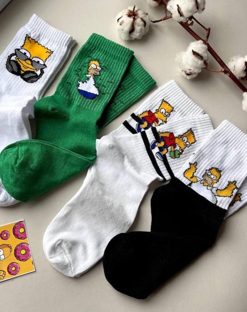 The Simpsons Socks Set: Bart & Homer, Funny High Socks - Etsy