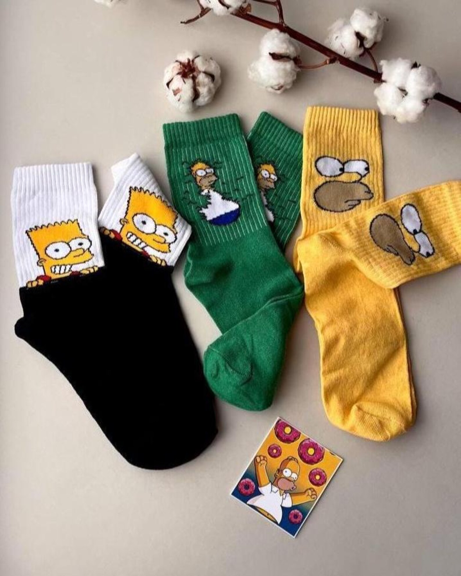 The Simpsons Socks Set: Bart & Homer Funny Cotton Socks - Etsy