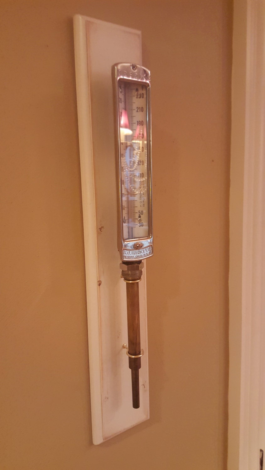 Vintage Industrial Thermometer and Display Stand - Etsy