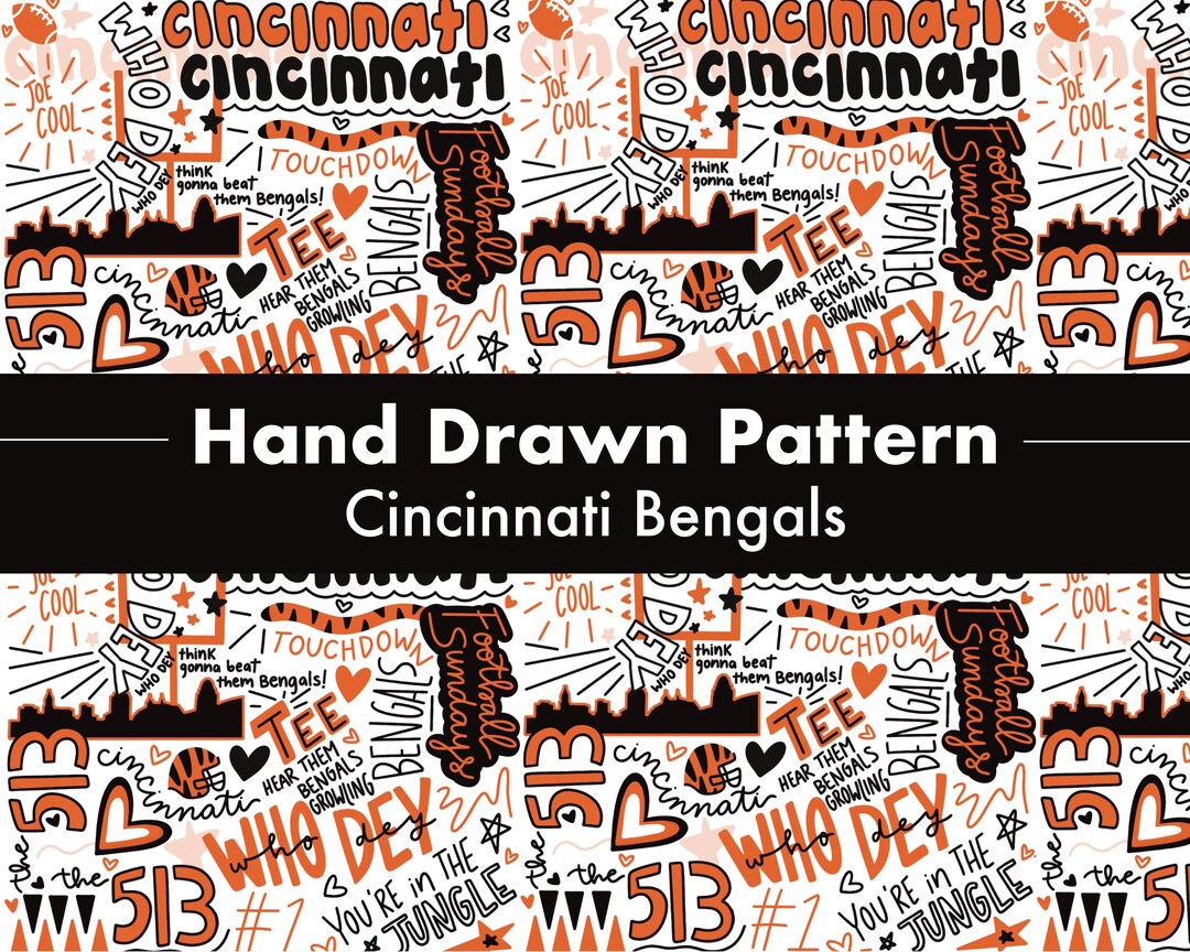 Cincinnati Bengals Pattern: Hand-drawn Football Design (digital ...