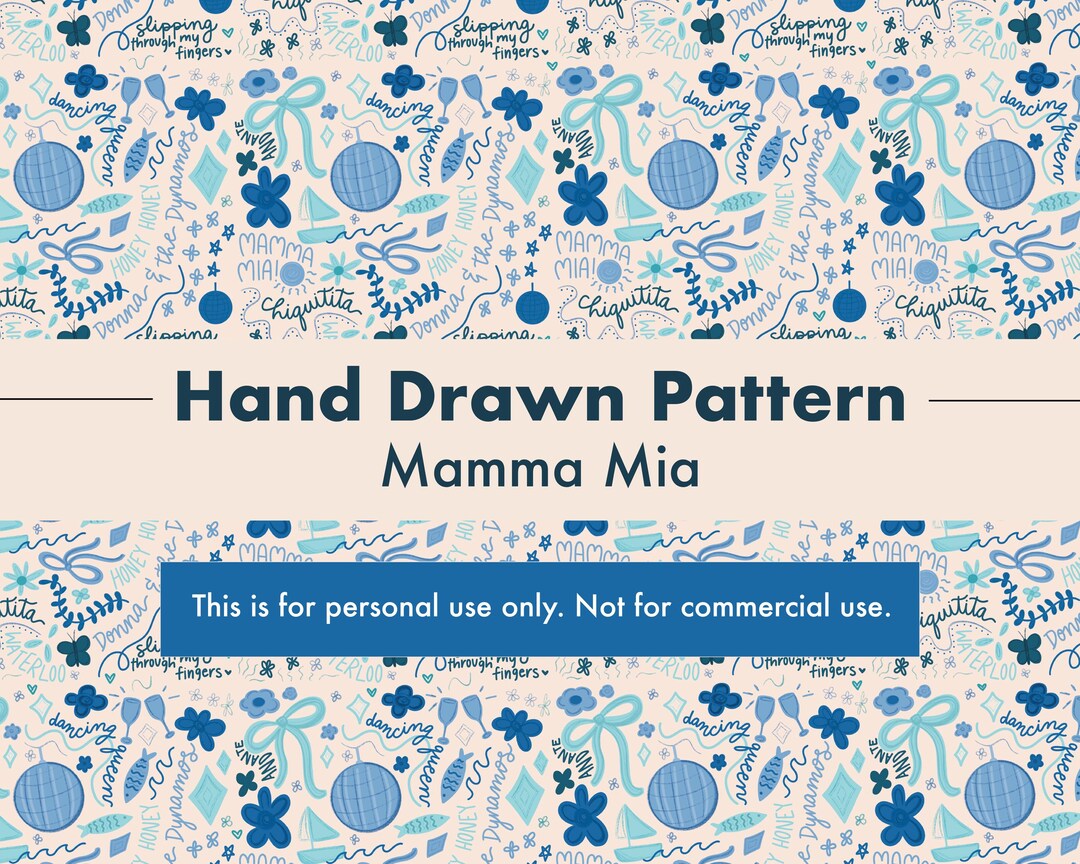 Hand Drawn Mamma Mia Inspired Seamless Pattern (digital Download ...