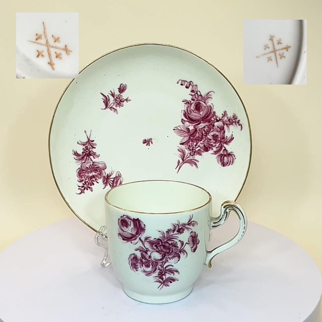 Tournai Porcelain Cup and Saucer, 18th C – Marked Crossed Swords ...