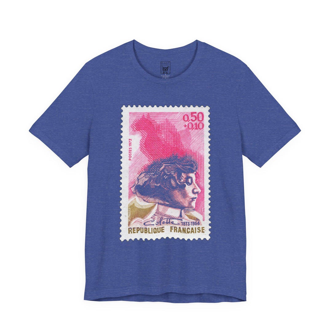 Colette and Her Cats Stamp T-shirt (france, Engraving, 1973) - Etsy
