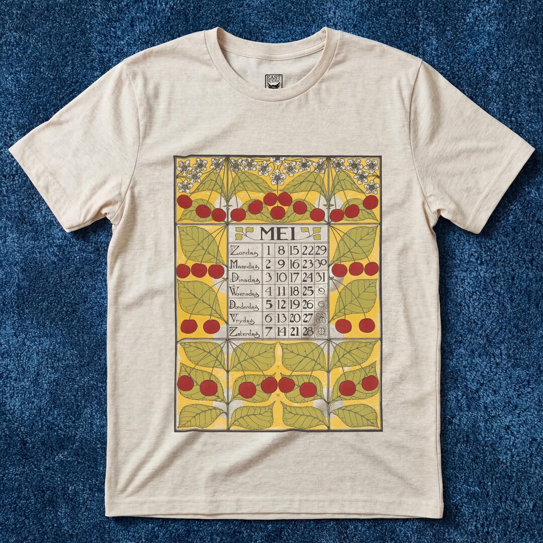 May Art Nouveau Calendar T-shirt (theo Nieuwenhuis, Lithograph, 1897 ...