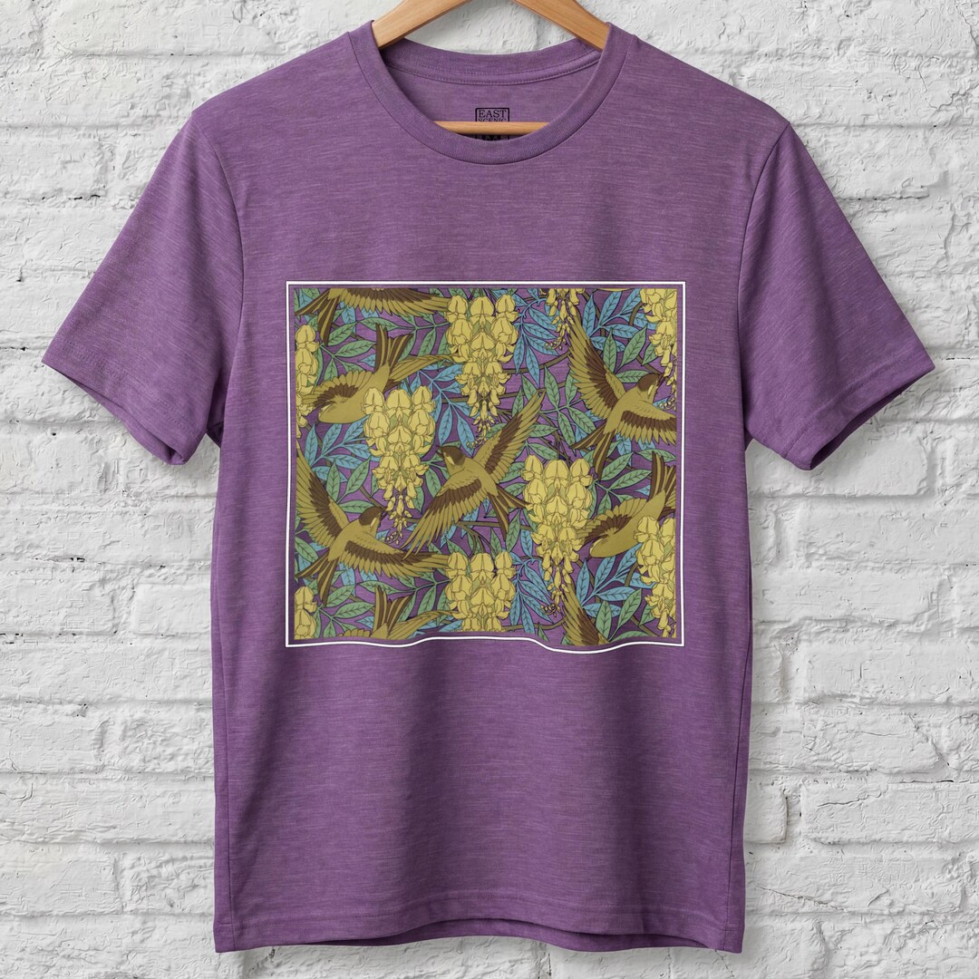 Birds and Wisteria T-shirt (maurice Pillard Verneuil, Lithograph, 1897 ...