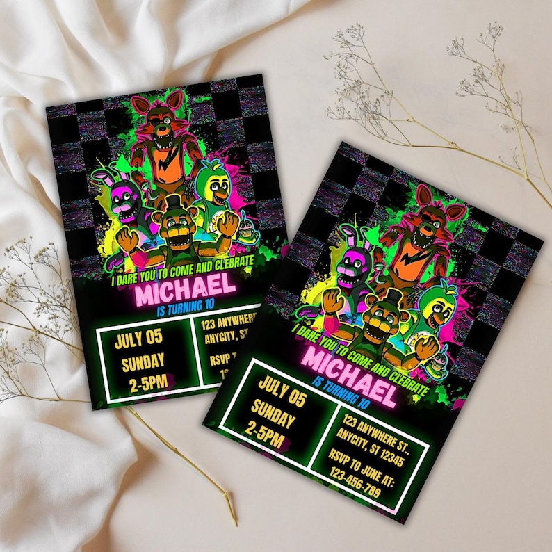 Editable Five Nights at Freddy’s Birthday Invitation | Freddy's Party ...