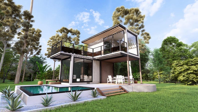 FLOORPLAN + ELEVATION | Shipping Container (6x7 Meters) | House Design ...