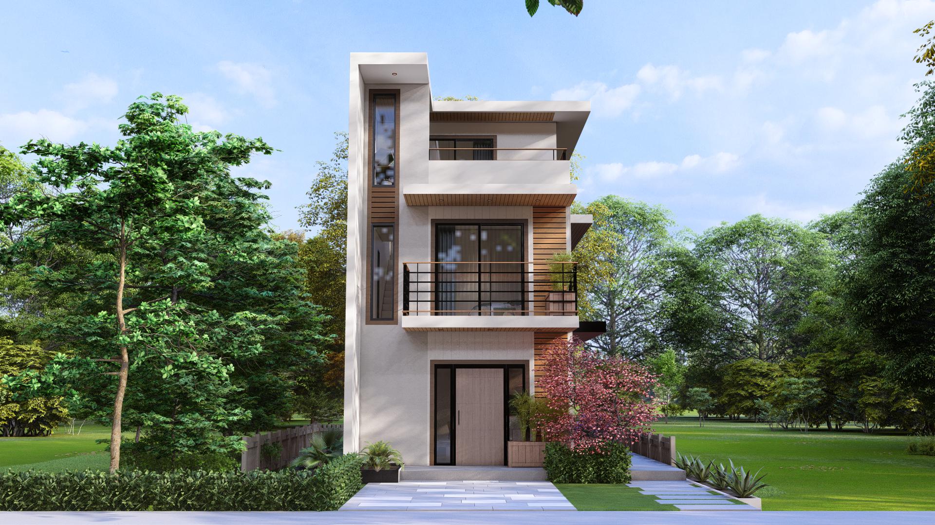 Small House Floor Plan & Elevation: 3-story Tiny House Design (digital ...