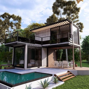 FLOORPLAN + ELEVATION | Shipping Container (6x7 Meters) | House Design ...