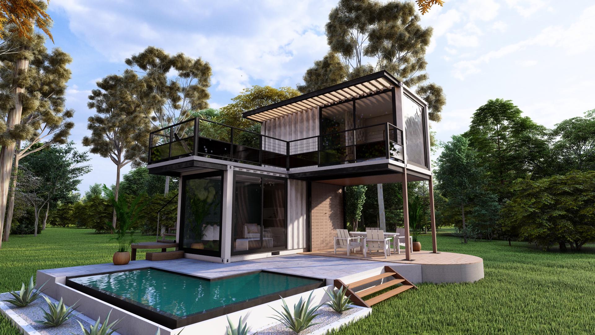 FLOORPLAN + ELEVATION | Shipping Container (6x7 Meters) | House Design ...