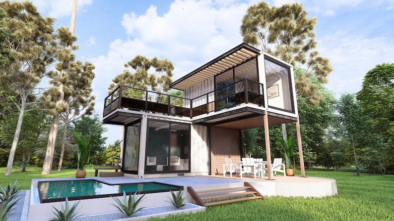 FLOORPLAN + ELEVATION | Shipping Container (6x7 Meters) | House Design ...