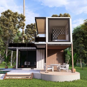 FLOORPLAN + ELEVATION | Shipping Container (6x7 Meters) | House Design ...