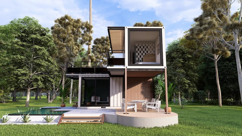 FLOORPLAN + ELEVATION | Shipping Container (6x7 Meters) | House Design ...