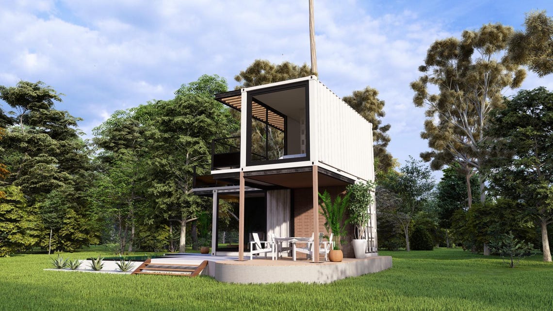 FLOORPLAN + ELEVATION | Shipping Container (6x7 Meters) | House Design ...