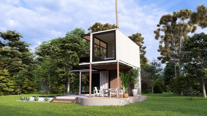 FLOORPLAN + ELEVATION | Shipping Container (6x7 Meters) | House Design ...