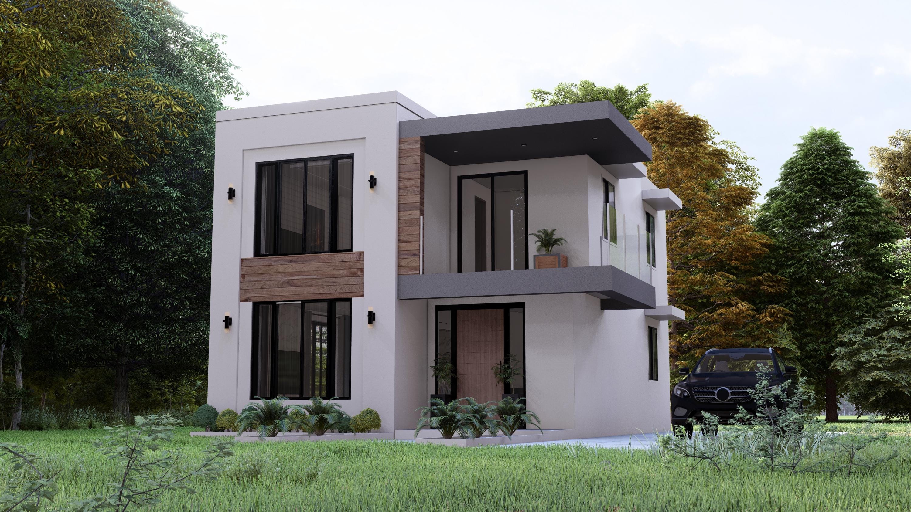 Modern Small House Plan: 2 Bedroom Floorplan & Elevation (digital ...
