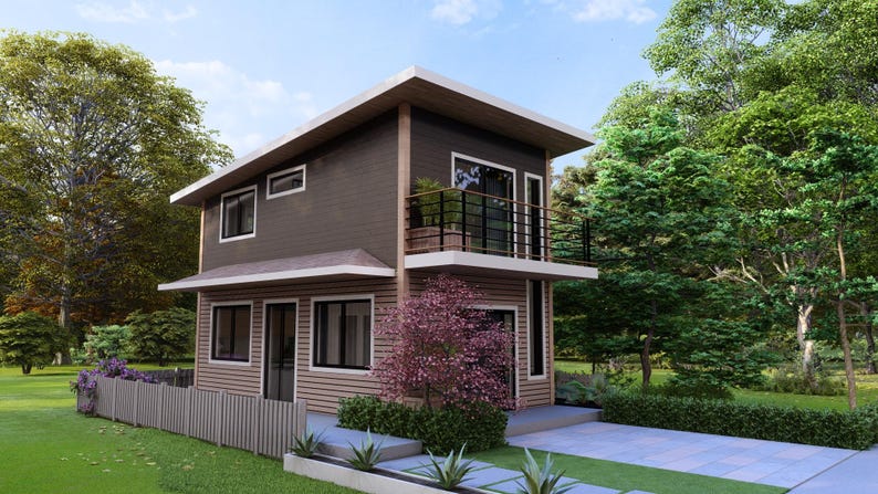 Modern Small House Floor Plan: Two Story, 2 Bedroom (digital Download ...