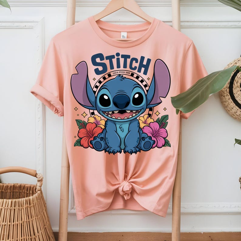 Stitch DTF Heat Transfer, Cute Cartoon Stitch Design, Ready to Press ...
