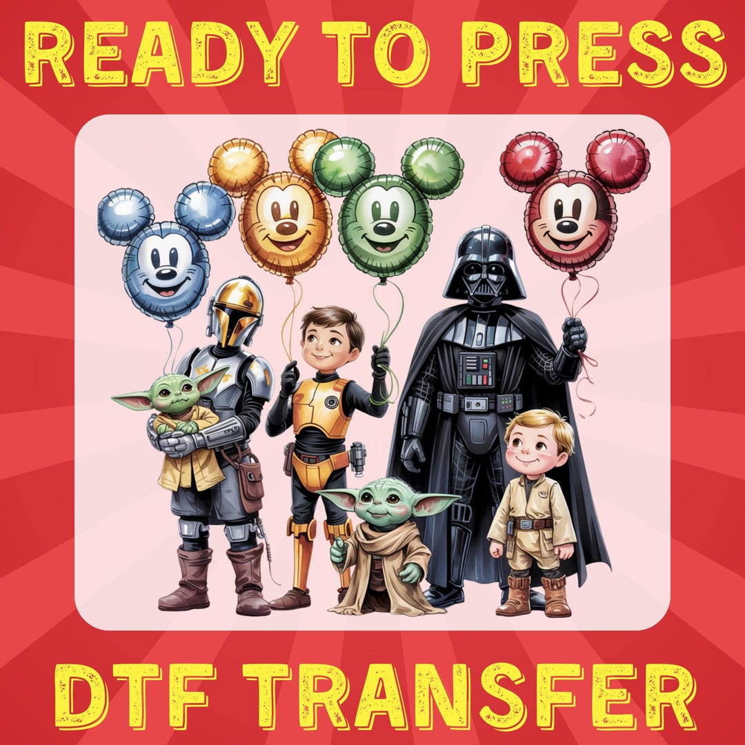 Disney Star Wars Kids DTF Transfer, Baby Yoda Vader Mandalorian Mickey ...