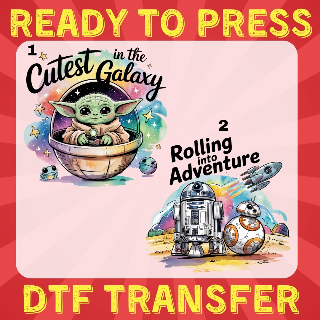 Star Wars Baby Yoda & Droid DTF Transfer Bundle - Etsy