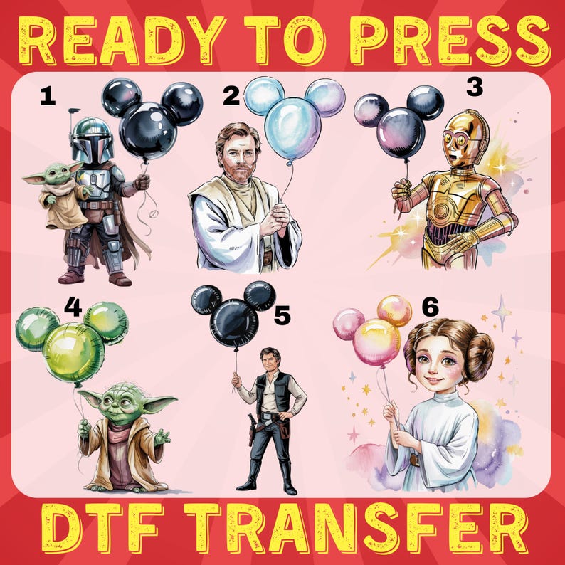 Cartoon Star Wars Characters DTF Transfer - Etsy