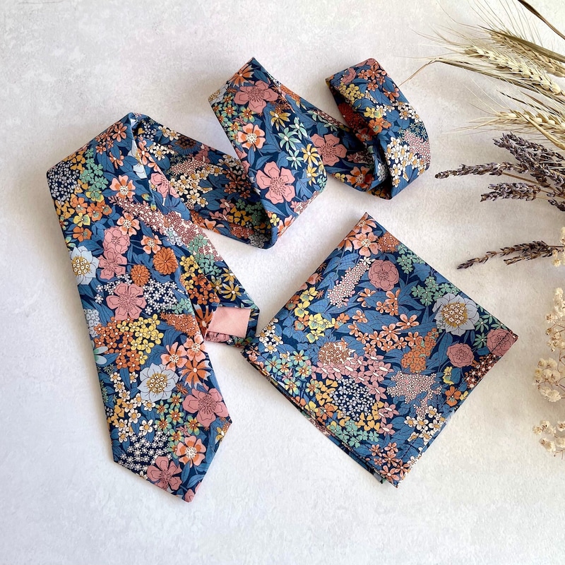 Dusty Blue Floral Tie - Etsy
