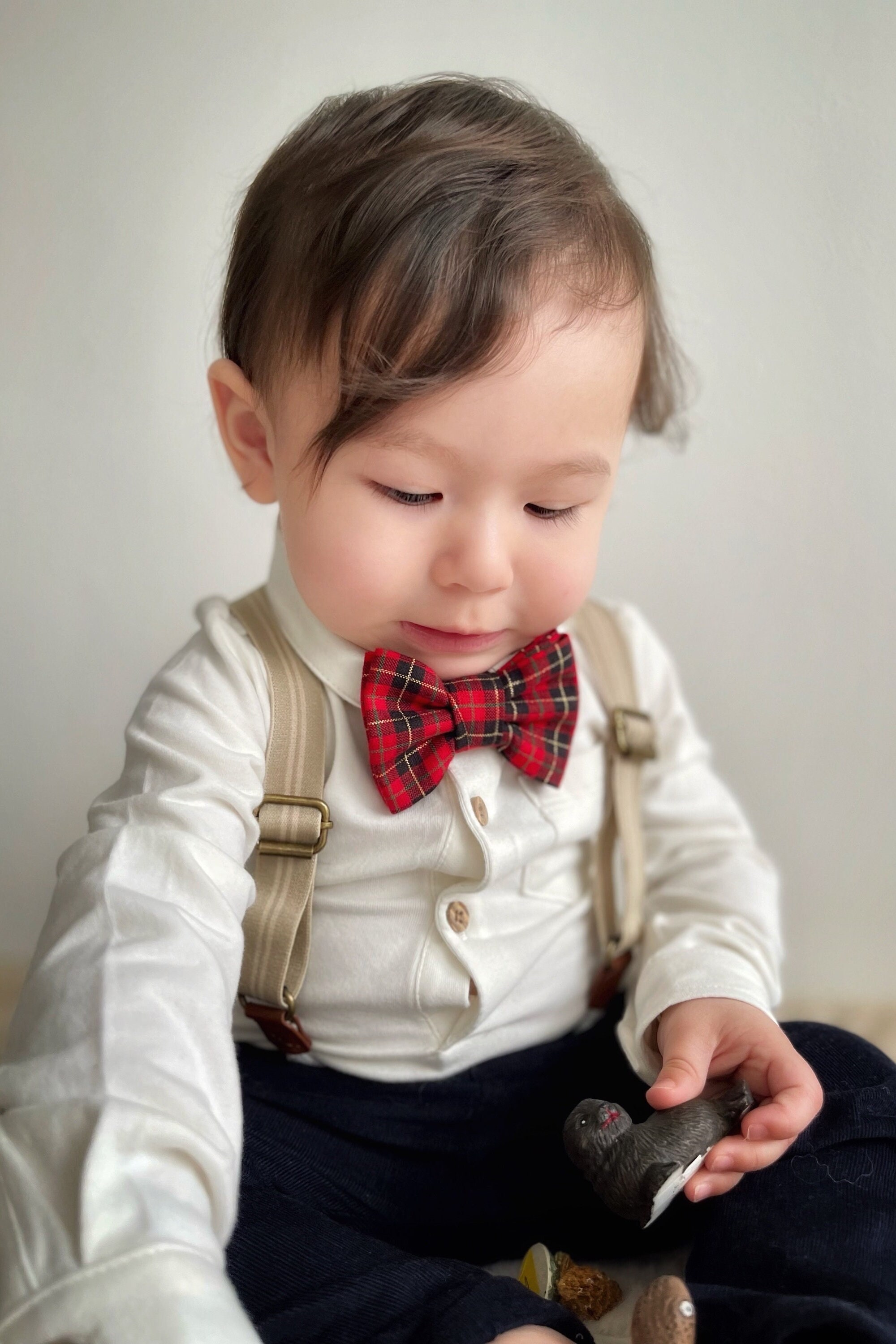 Baby Boy Christmas Bow Tie Tartan Christmas Party Costume Red Plaid ...