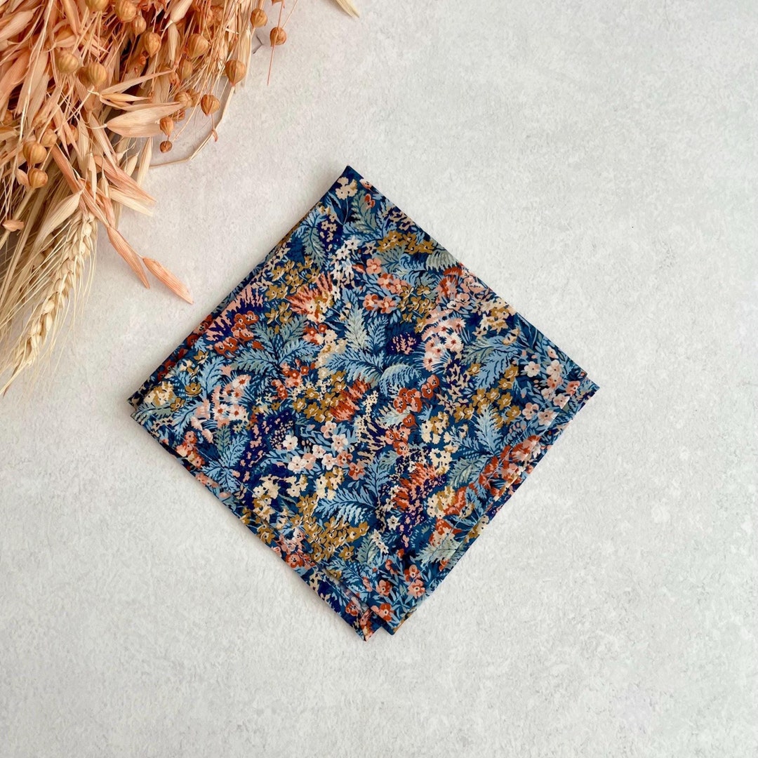Beach Themed Wedding Pocket Square Blue Tropical Floral Pocket Square ...