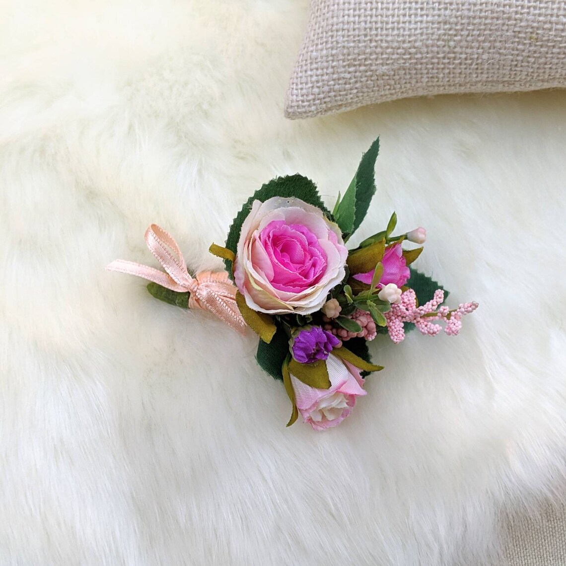 Pink Purple Rose Buttonhole Rose Boutonnières Buttonhole for | Etsy