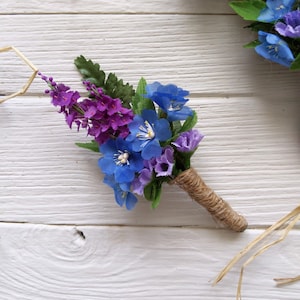 Purple Blue Flower Buttonhole, Wildflower Boutonnières, Rustic ...