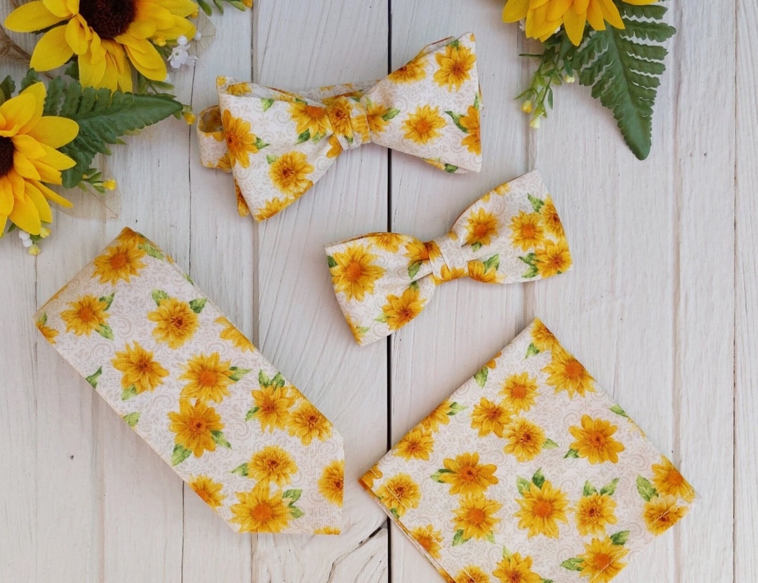 Sunflower Necktie Floral Bow Tie for Men Self Tie Bow Tie Sunflower ...