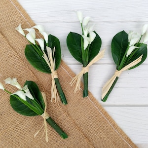 White Calla Lily Buttonhole, Calla Lily Boutonnières, Beach Wedding ...