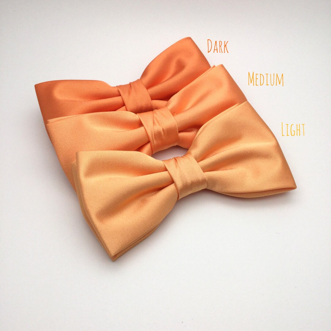 Men Bow Tie Mango Tango Orange Bow Tie Satin Plain Solid Bowtie for ...
