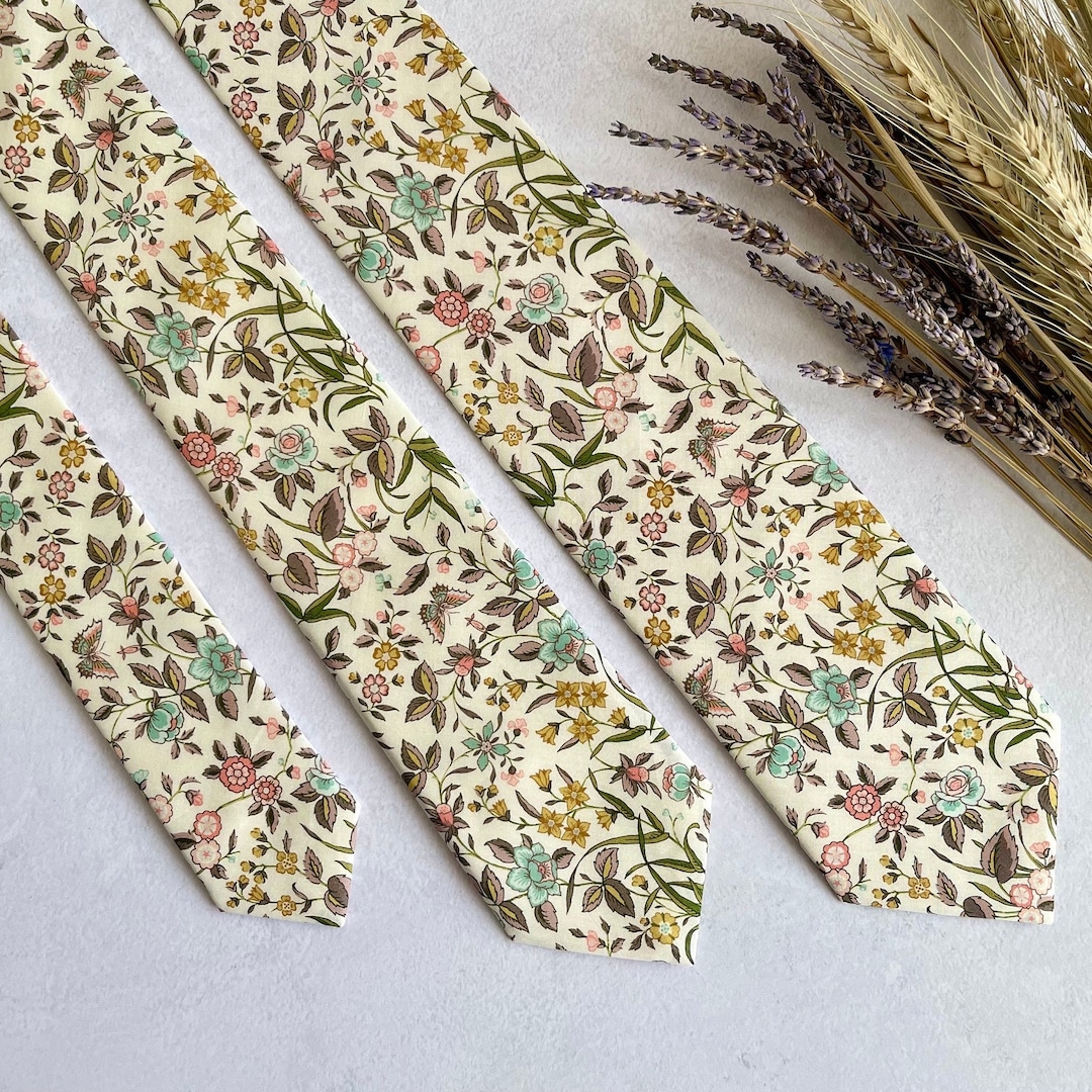 Wildflower Tie Floral Narrow Necktie Wedding Tie for Groom and ...