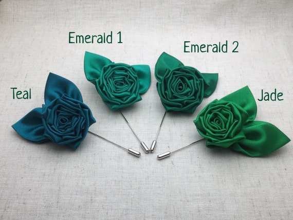 Emerald Green Flower Lapel Pin Jade Flower Boutonnière Pin | Etsy